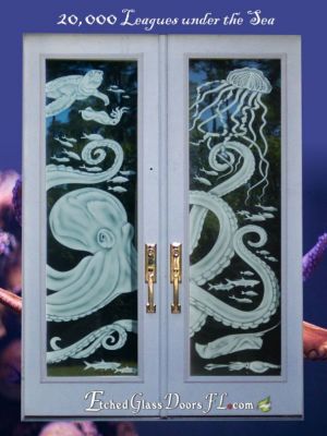 Octopus Designs on Glass Doors - Etched Glass Doors Florida