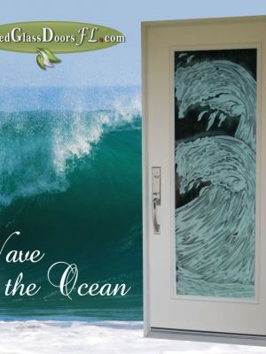 Waves & Water themes on glass doors - Etched Glass Doors Florida