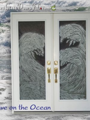 Waves & Water themes on glass doors - Etched Glass Doors Florida